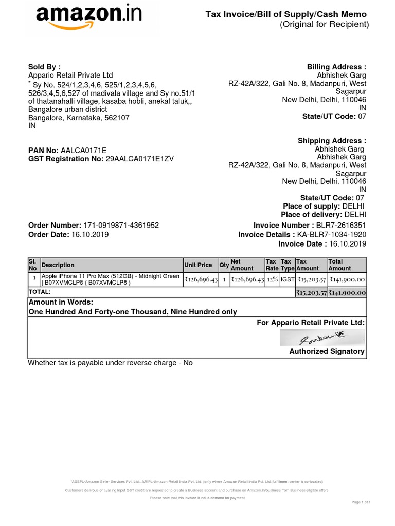 107 181 1604457989289 Apple11ProMaxInvoice | PDF | Invoice | Value ...