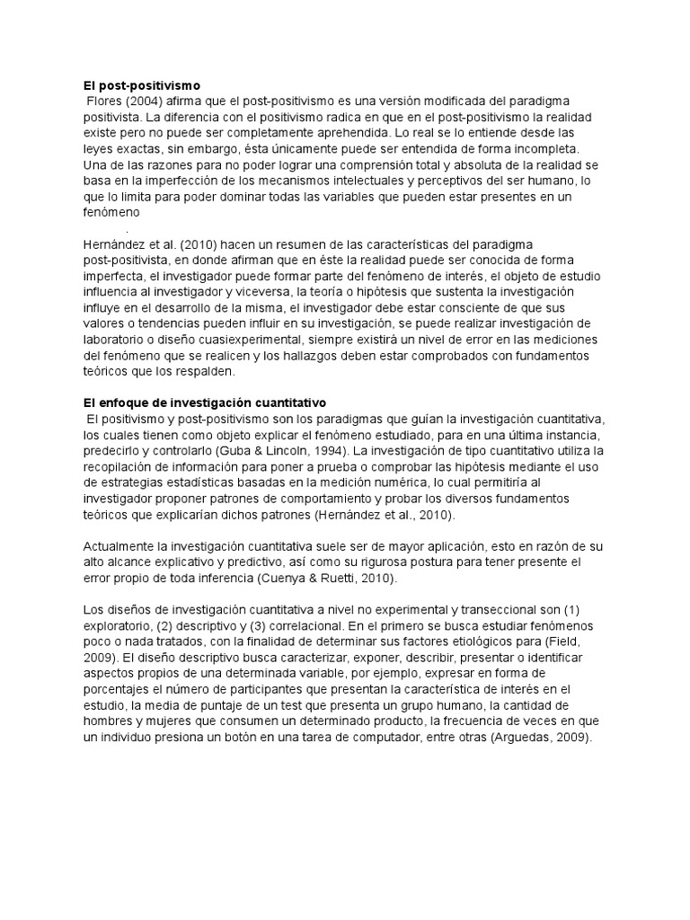 Fundamentos del Post-positivismo | PDF | Investigación cuantitativa ...