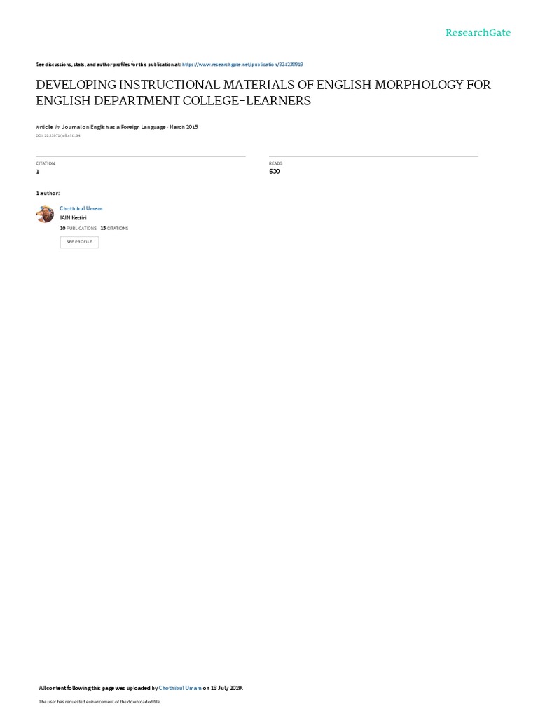 English Morphology Materials Development | PDF | Constructivism ...