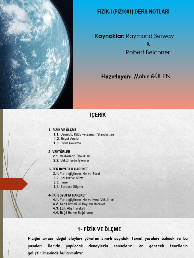 Fizik-I 1. Hafta Ders Notlari | PDF