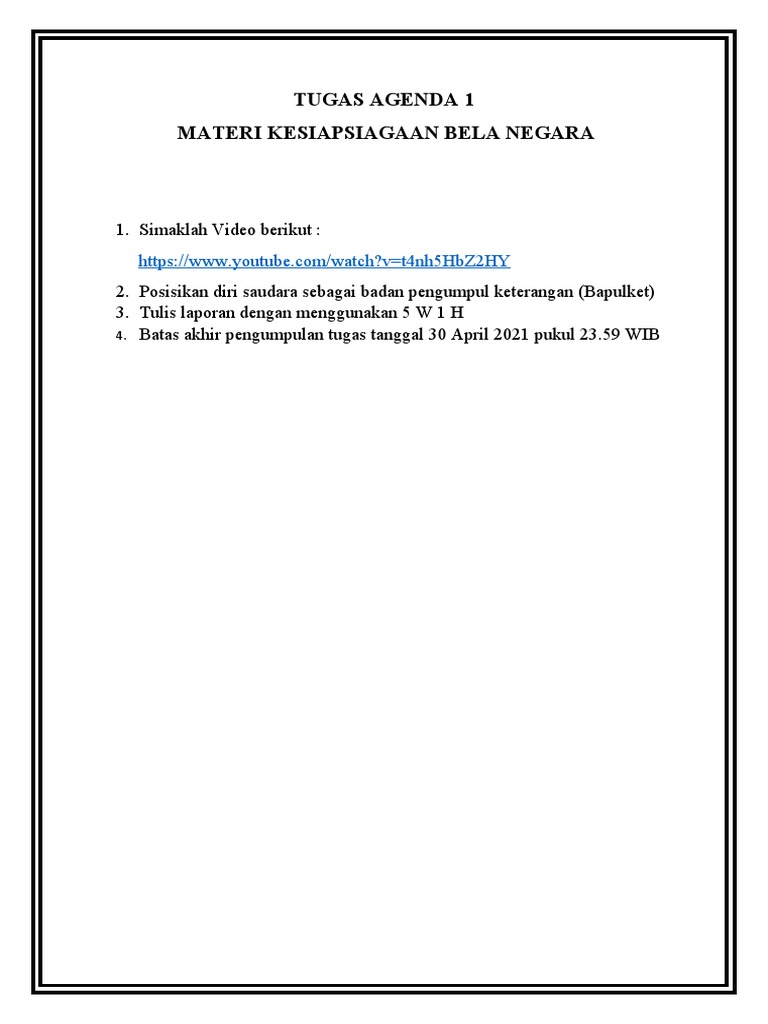 Tugas Agenda 1 Kesiapsiagaan Bela Negara | PDF