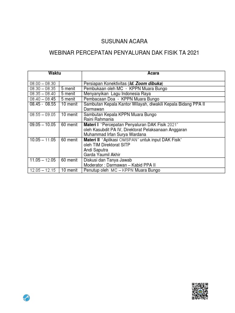 Webinar DAK Fisik 2021: Acara dan Materi | PDF