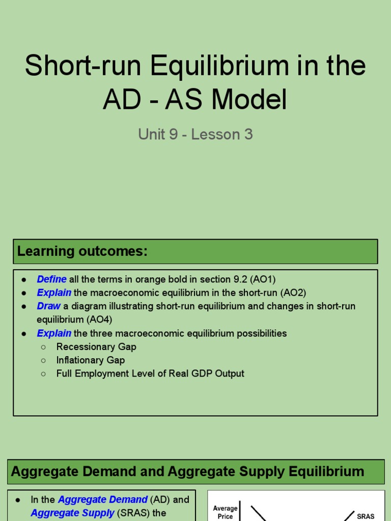 Unit 9 - Lesson 3 - Short-Run Equilibrium in The Ad - As Model | PDF ...
