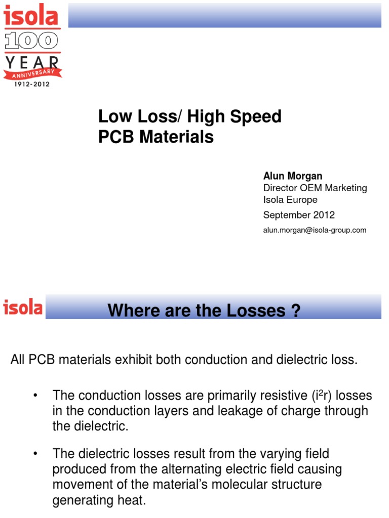 Low Loss and High Speed PCB Materials | PDF | Dielectric | Electrical ...