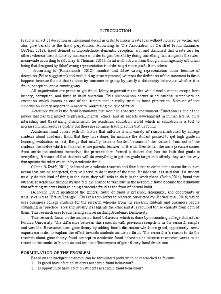 Students Academic Fraud Behaviour A Gone Fraud Theory Explanation Of