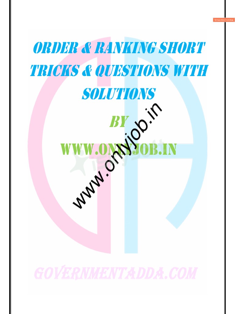 Order & Ranking Short Tricks & Questions With Solutions: WWW - Onlyjob ...
