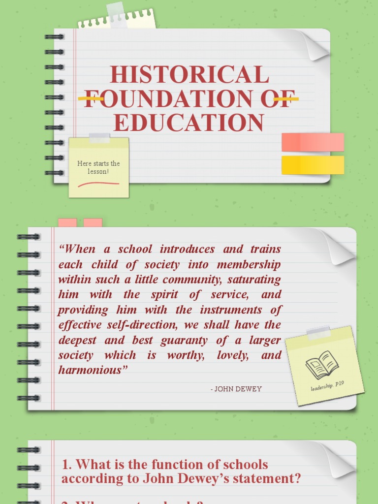 Historical Foundation of Education: Here Starts The Lesson! | Download ...