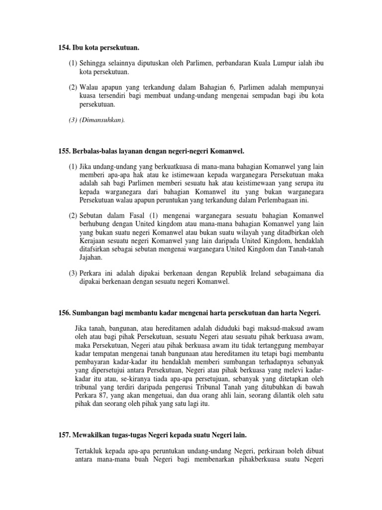 Perlembagaan Persekutuan Perkara 154 1831 | PDF