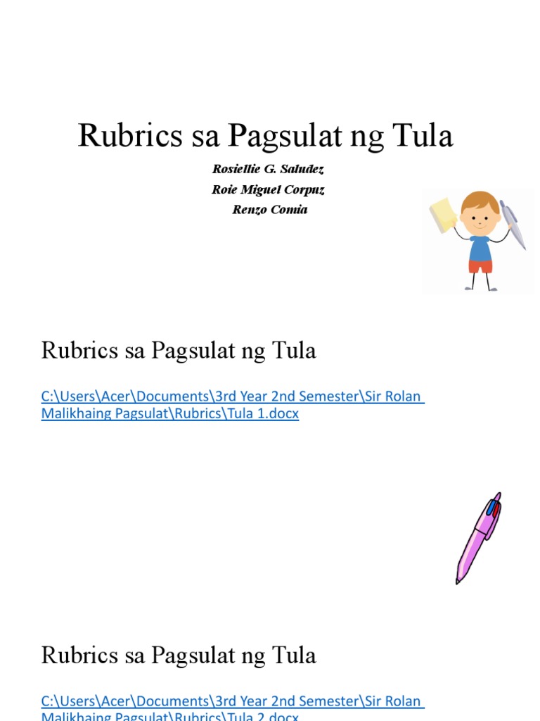 Rubrics Sa Pagsulat NG Tula at MK | PDF