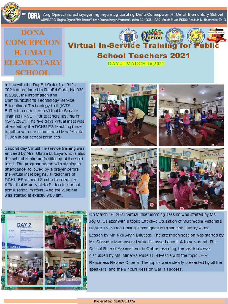 Virtual In-Service Training For Public School Teachers 2021: Doña ...