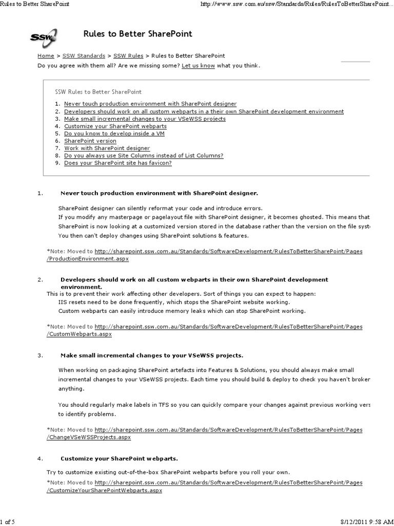 Rules To Better SharePoint | PDF | Information Technology | Information Age