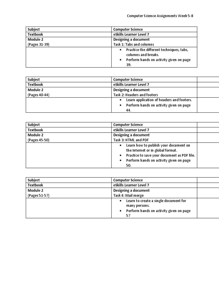 Computer Science Assignments Overview | PDF | Computers