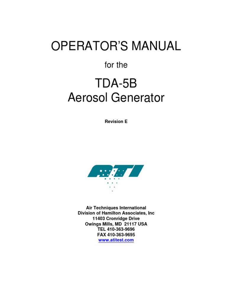 TDA-5B Thermal Aerosol Generator Manual | PDF | Thermocouple | Relay