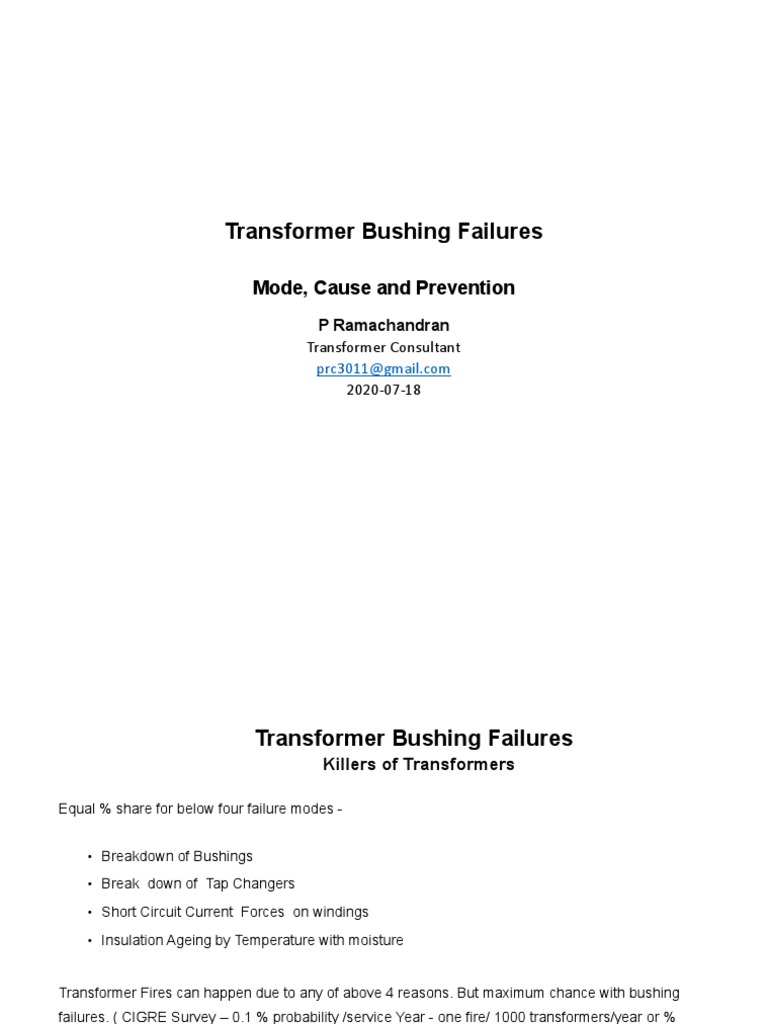 2020 07 18 Transformer Bushing Failures | PDF | Transformer | Materials