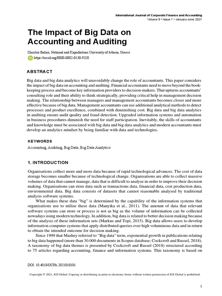 The Impact of Big Data On Accounting and Auditing | PDF | Big Data ...