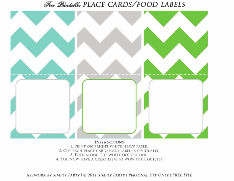Free Printable Place Card/Food Label | PDF