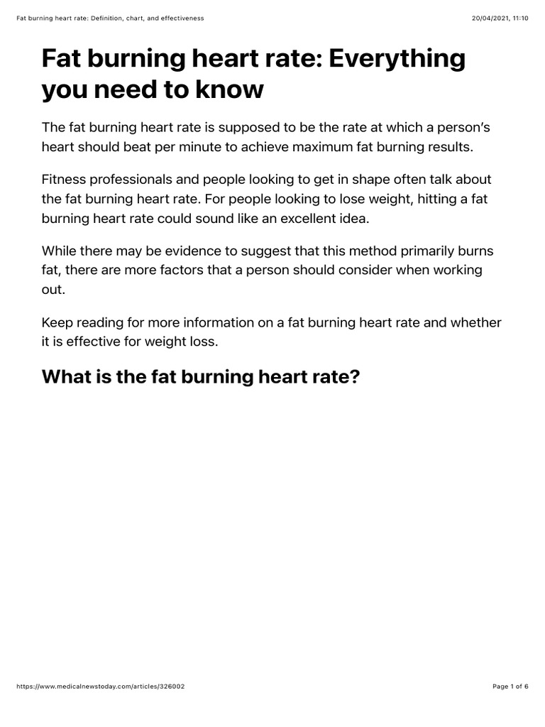 Fat Burning Heart Rate: Definition, Chart, and Effectiveness | PDF ...