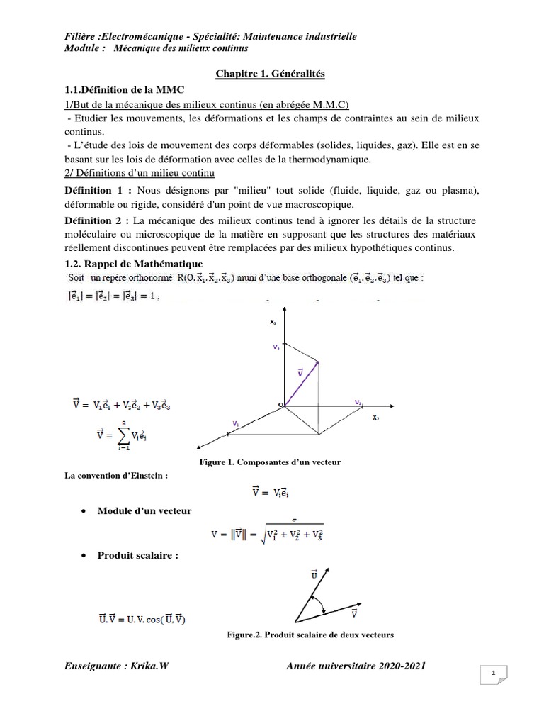 Chapitre I MMC | Descargar gratis PDF | Mécanique des milieux continus ...