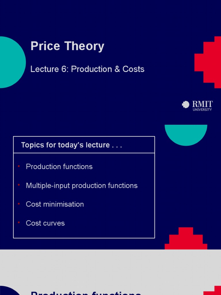 Price Theory: Lecture 6: Production & Costs | PDF | Production Function ...