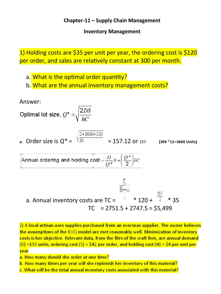 Inventory Management and Cost Analysis | PDF | Inventory | Supply Chain ...