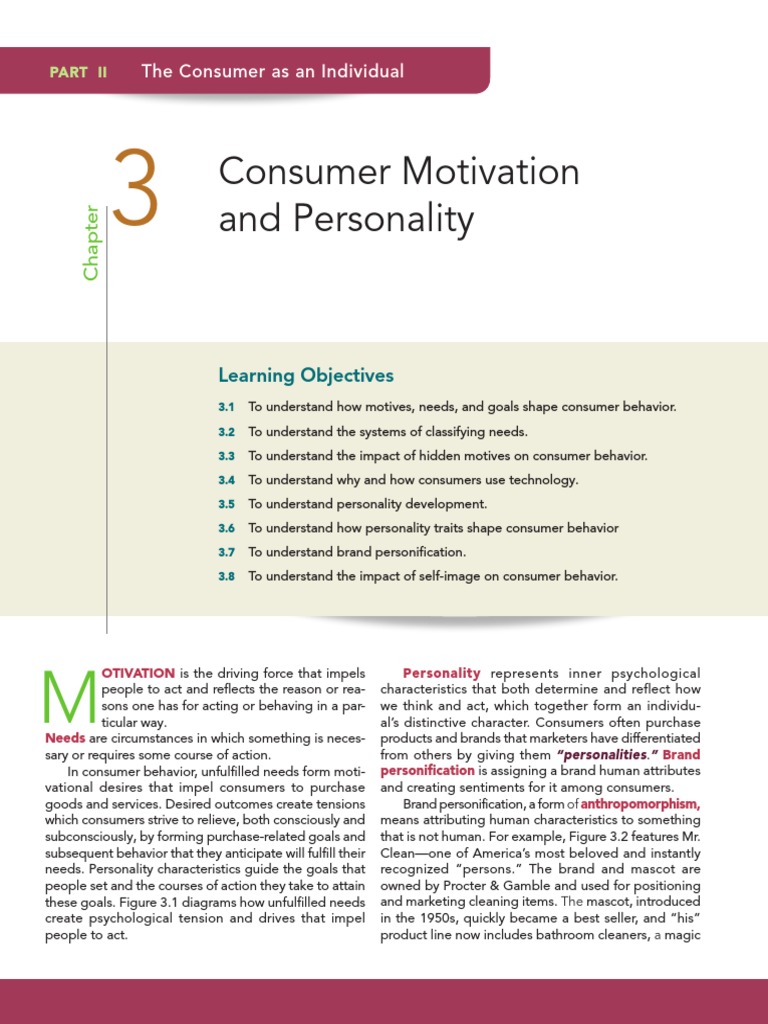 Consumer Motivation & Personality Schiffman, Leon G. Wisenblit, Joseph ...