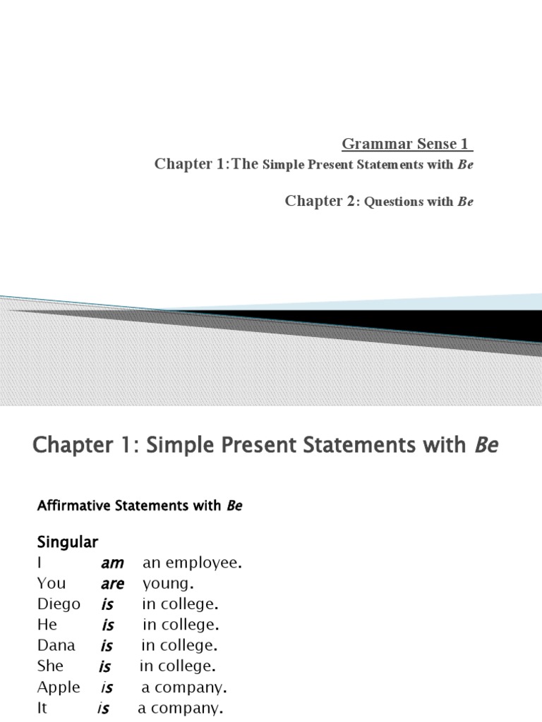 Statements With Be | PDF | Plural | Verb
