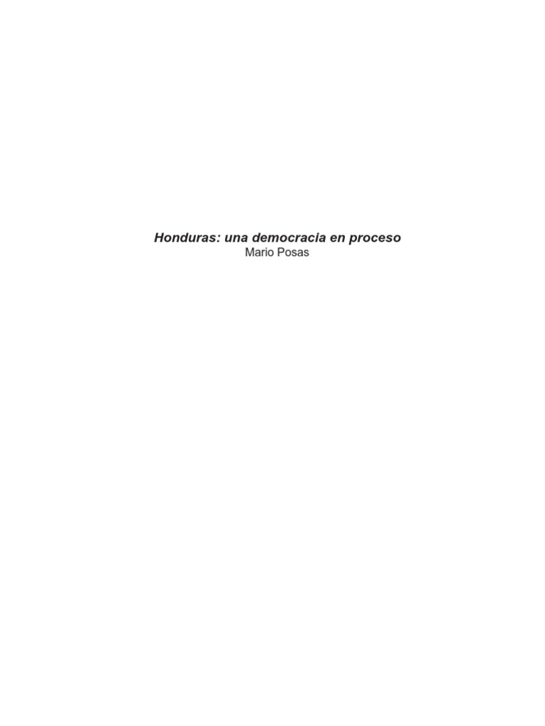 Honduras Una Democracia en Procesos Mario Posas | PDF | Honduras ...