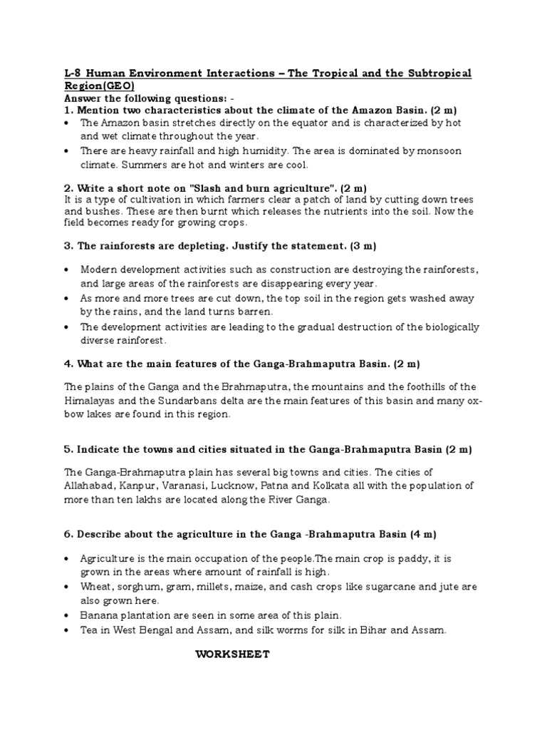 L-8 Human Interaction Notes | PDF | Rainforest | Food Industry