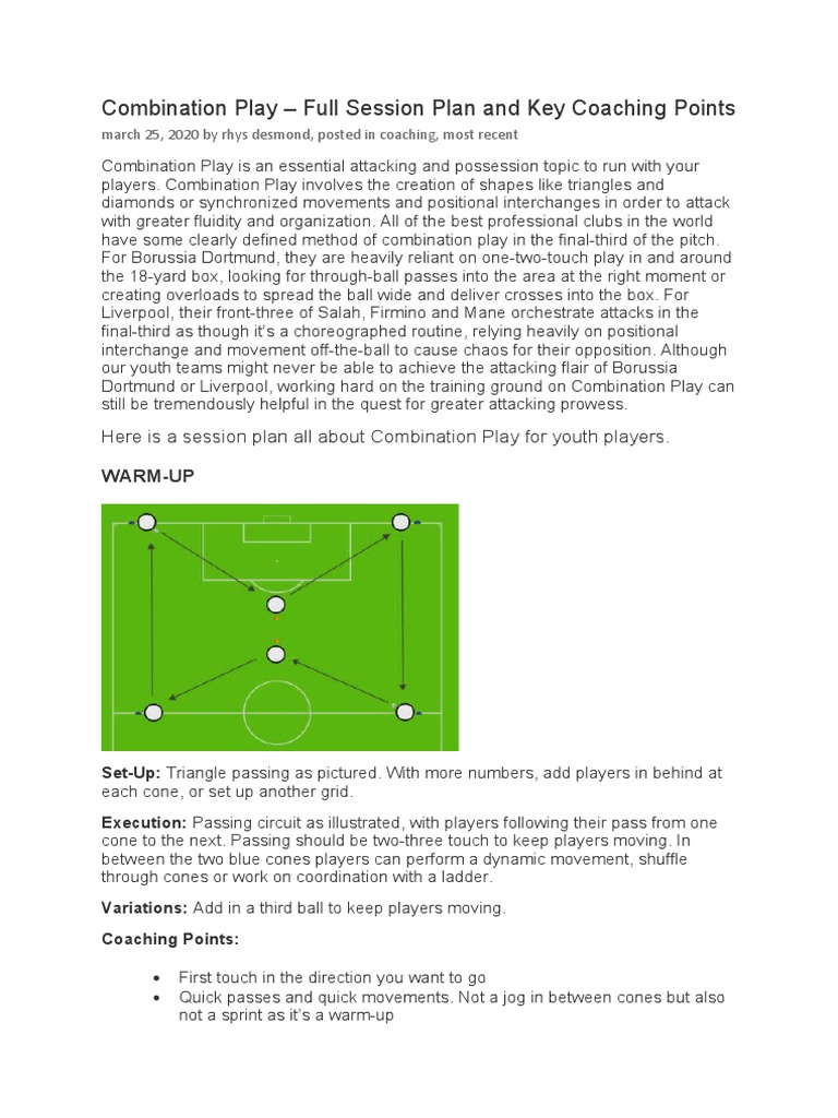 Combination Play Full Session Plan And Key Coaching Points Pdf