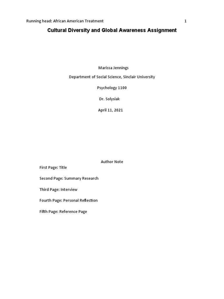 Cultural Diversity and Global Awareness Assignment 1 | PDF | Slavery ...