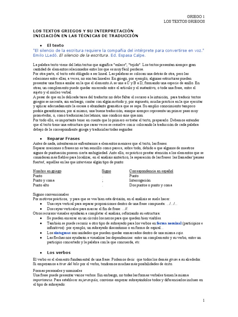 Los Textos Griegos y Su Interpretació | PDF | Oración (Lingüística ...
