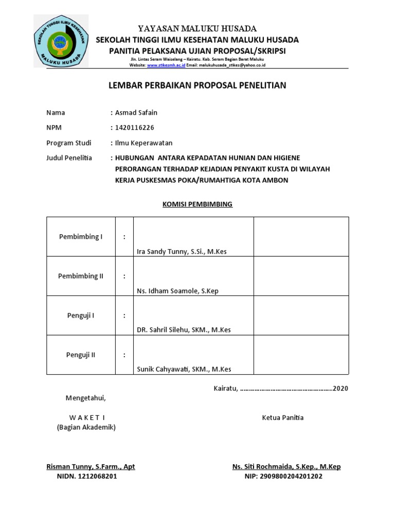 Lembar Perbaikan Proposal Penelitian | PDF