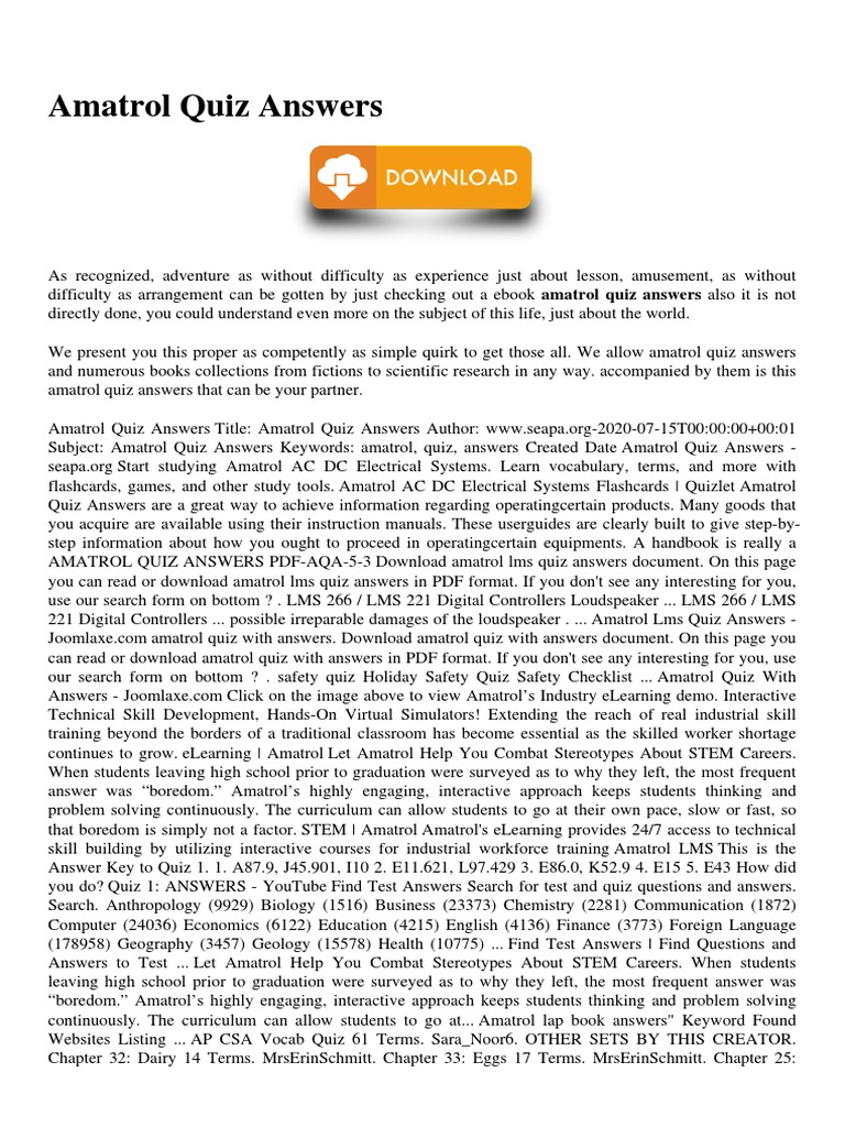 Amatrol Quiz Answers | PDF