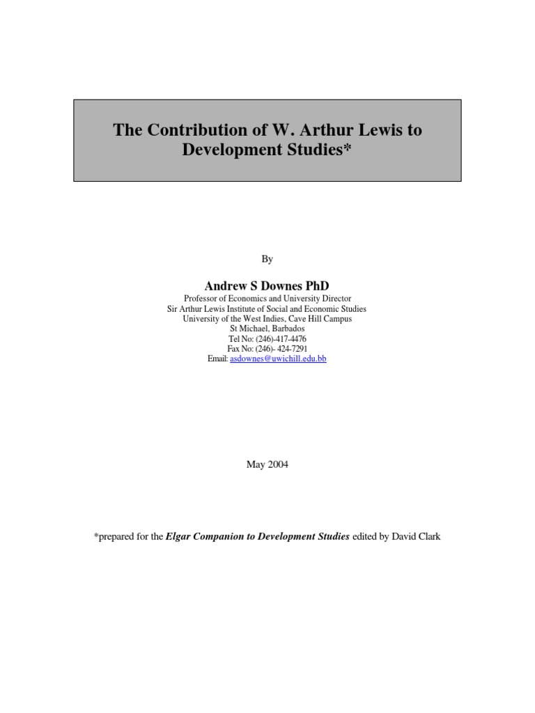 W. Arthur Lewis: Development Pioneer | PDF | Economic Development ...