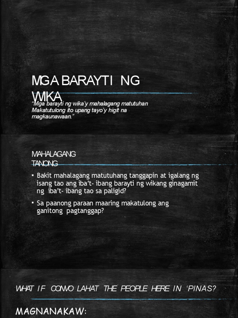 Barayti NG Wika PPT 2 | PDF | Tagalog Language | Languages Of Southeast ...