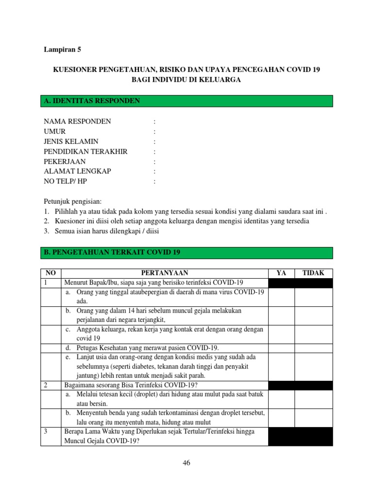 Kuesioner Pencegahan Pengendalian Covid-19-Kkn Ipe 2021 | PDF