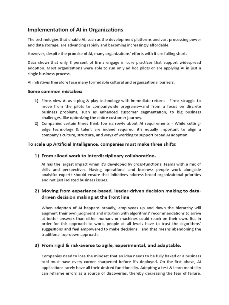 AI Implementation in Org & Conclusion | PDF | Artificial Intelligence ...