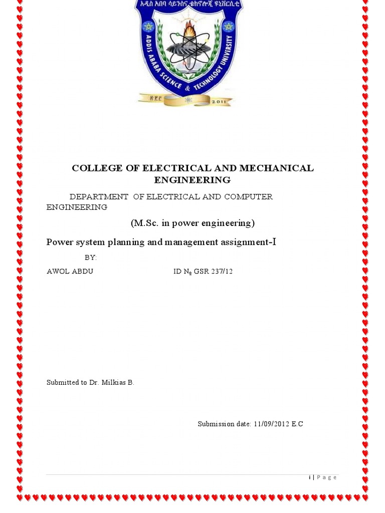 Analysis of Power System Planning and Management for a College of ...