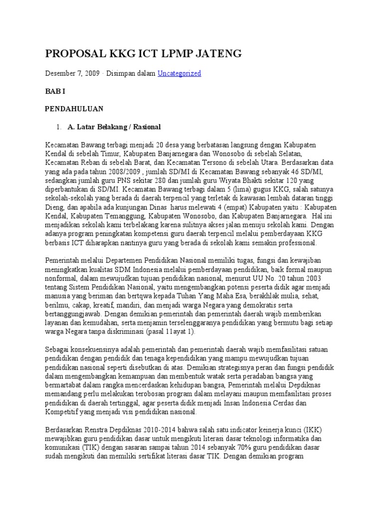 Contoh Proposal KKG Ict LPMP | PDF