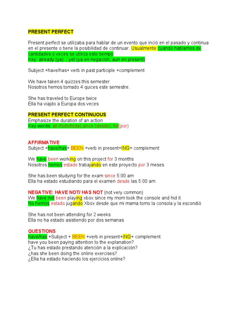 301 Present Perfect Continuous | PDF | Syntax | Language Mechanics