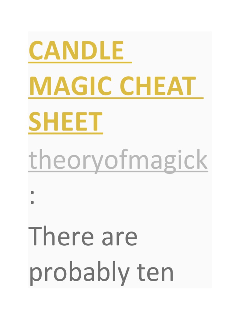Candle Magic Cheat Sheet: Theoryofmagick | PDF