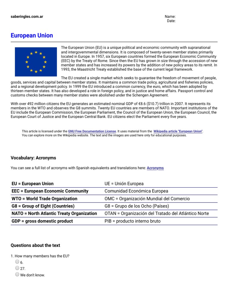 European Union Overview & Facts | PDF | European Union | Trade Blocs