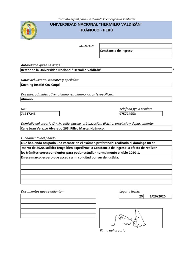 Formato de Solicitud | PDF