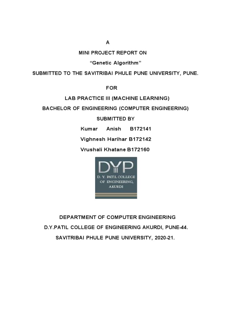 Ml Mini Project Pdf Pdf Genetic Algorithm Fitness Biology