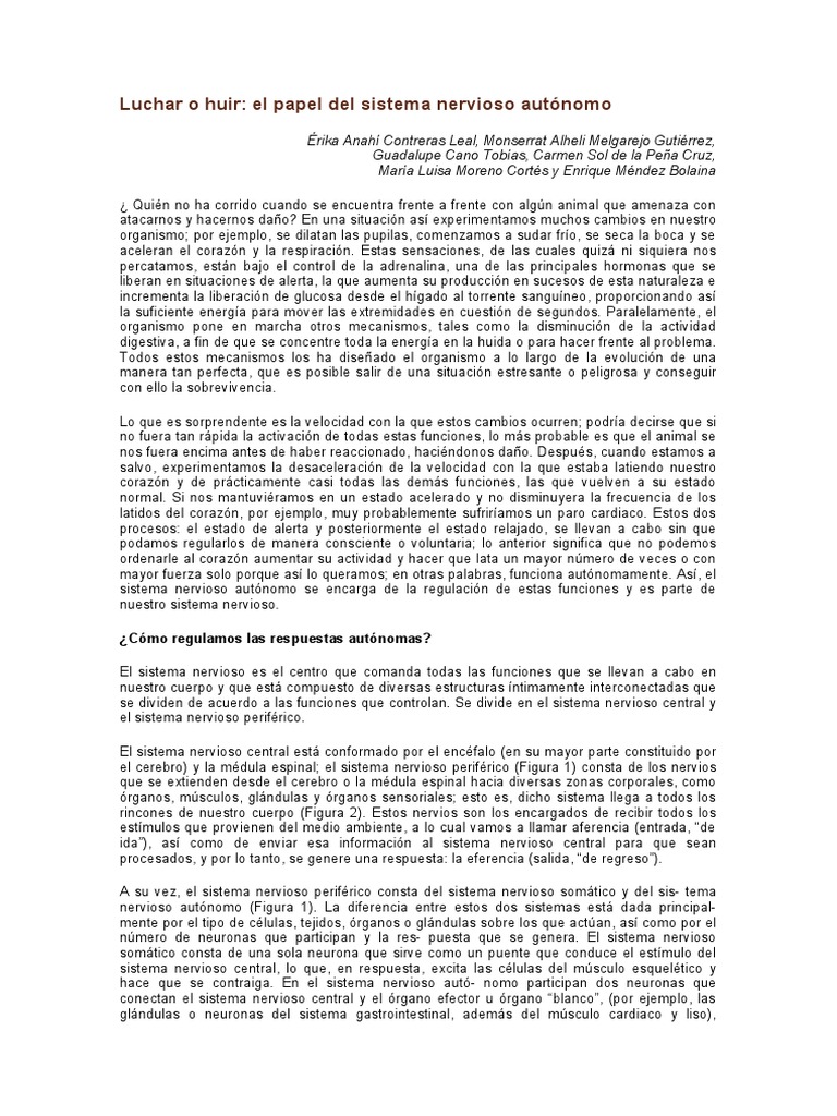 Luchar o Huir | PDF | Sistema nervioso | Cerebro