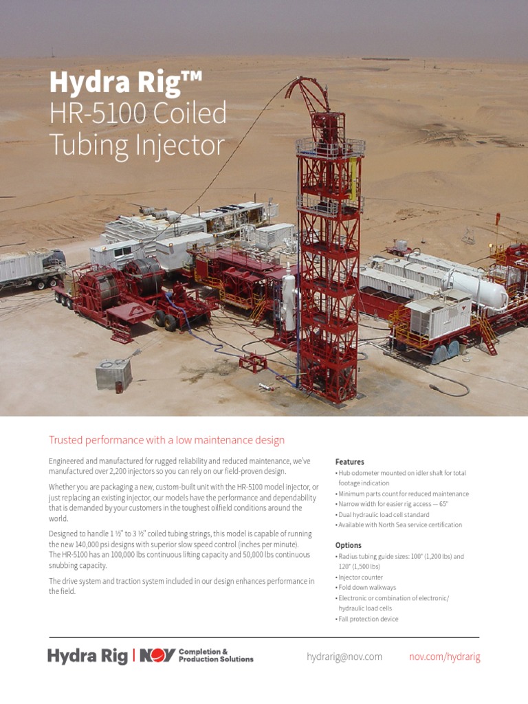 Hydra Rig HR 5100 Coiled Tubing Injector Data Sheet | PDF | Fuel ...