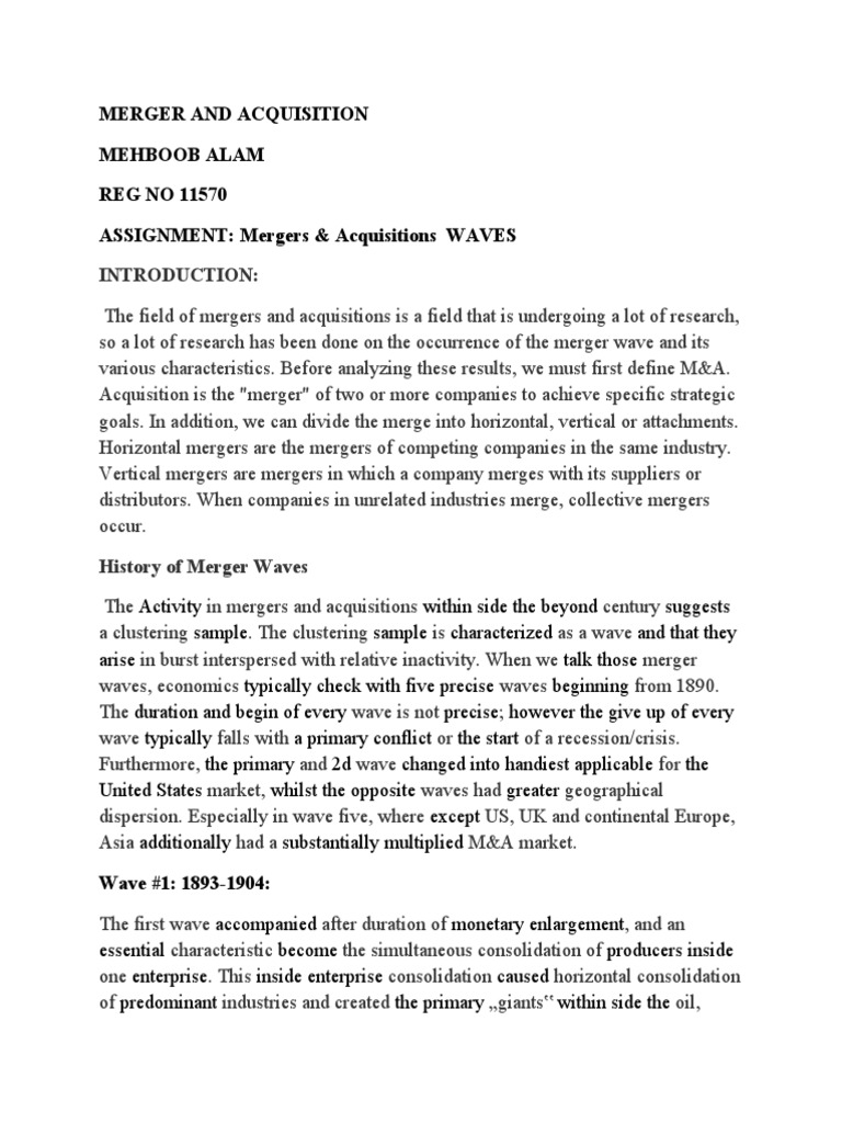 Merger and Acquisition Waves | PDF | Mergers And Acquisitions | Monopoly