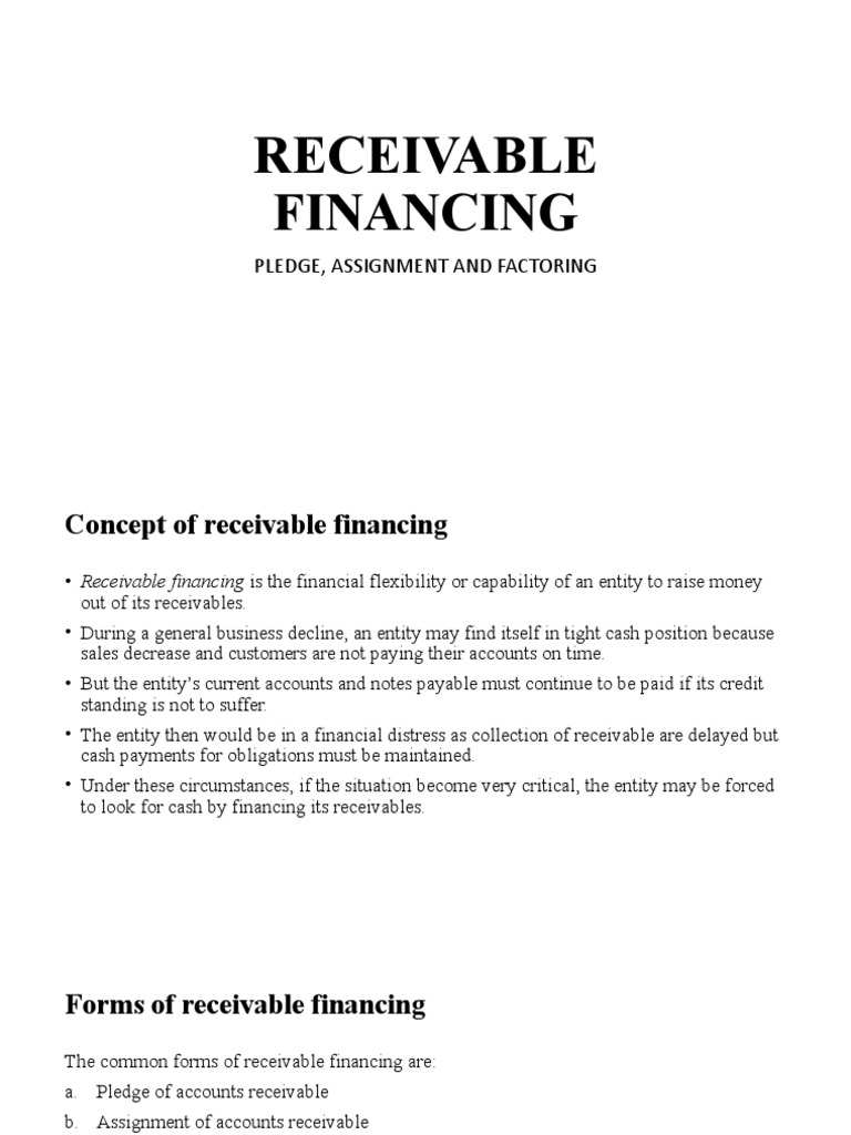 Pledging and Assigning Receivables Explained | PDF | Factoring (Finance ...