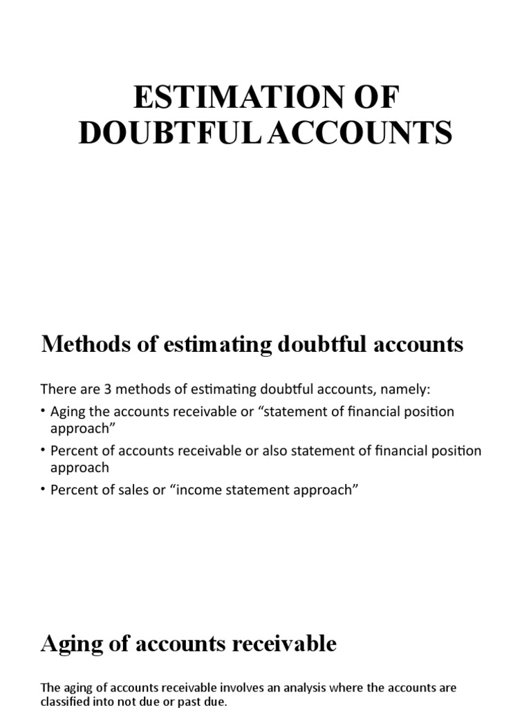 Estimation of Doubtful Accounts | PDF | Bad Debt | Financial Accounting