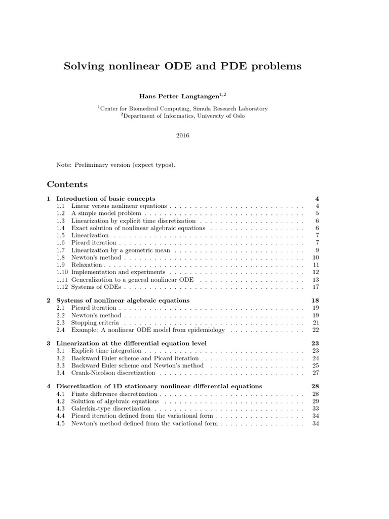 Solving Nonlinear ODE and PDE Problems: Hans Petter Langtangen | PDF ...